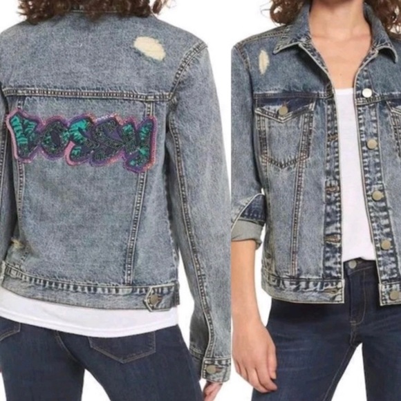 bp | Jackets & Coats | Acid Washed 8s 90s Vibe Distressed Denim Jacket ...